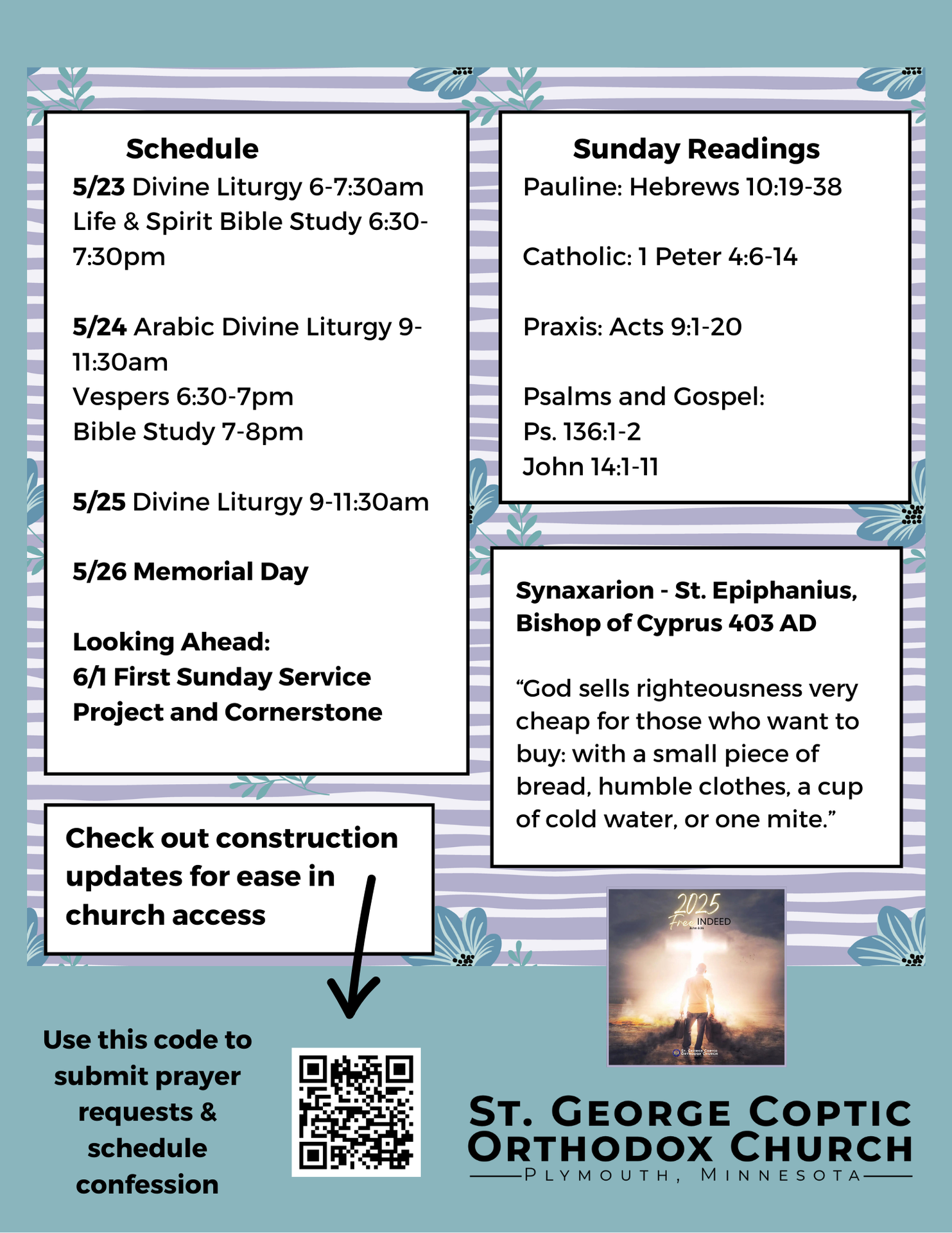 Week of May 18, 2025 | St. George Coptic Orthodox Church - Plymouth, MN